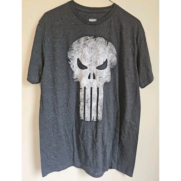 Marvel | Shirts | Marvel Mcu Adult L Punisher Skull Face Comic Gray ...